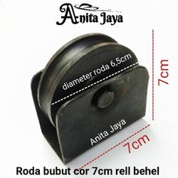 Jual roda bubut besi cor roda pintu gerbang ukuran 7cm rell siku ...