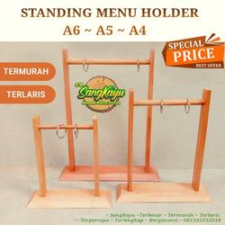 Jual Menu Stand With Hanger A6 gantungan menu wood stand display menu ...