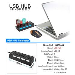 Jual USB Hub 4 Port Output Saklar Switch On Off LED 2.0 Flashdisk Extender - Kota Depok ...