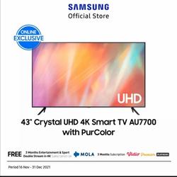 Jual Tv led Samsung 43 inch UA43AU7000 Crystal UHD 4K Smart TV NEW 2021 - Kota Surabaya ...