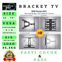 Jual North Bayou NB P6 Bracket TV 50 55 60 65 70 75 Inch Full Motion 6 ...