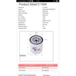 Jual Filter Oli Colt Diesel Ps100 Ps120 Saringan Oli SAKURA C-1004 ...