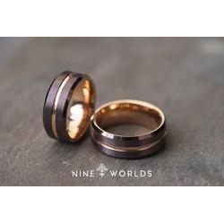 Promo Nine Worlds Ring cincin TUNGSTEN CERAMIC 18K CARBON LUME Pria ...