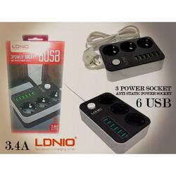 Jual LDNIO SE3631 Stop Kontak 3 Power Socket 6 USB fast charging - Jakarta Barat - Indoemart ...