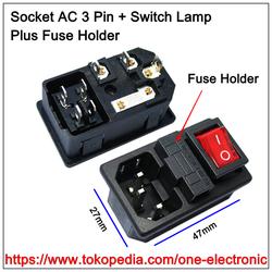 Jual Soket AC 3in1 + Saklar Lampu + Fuse Holder Power Outlet Socket Switch - RED SWITCH 3P ...