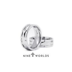 Promo Nine Worlds Ring cincin TUNGSTEN CERAMIC 18K CARBON LUME Pria ...