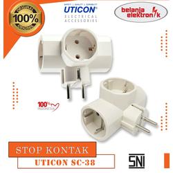 Jual Uticon Steker T Arde SC-38 / Stop Kontak Arde T 3 Lubang dengan ...