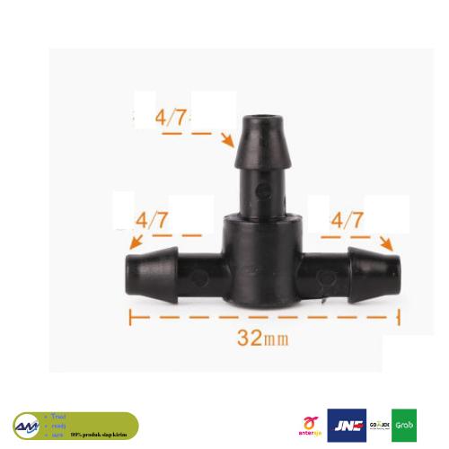 Jual Sambungan T Konektor tee Selang Irigasi hidroponik 4/7 60CC - Kota ...