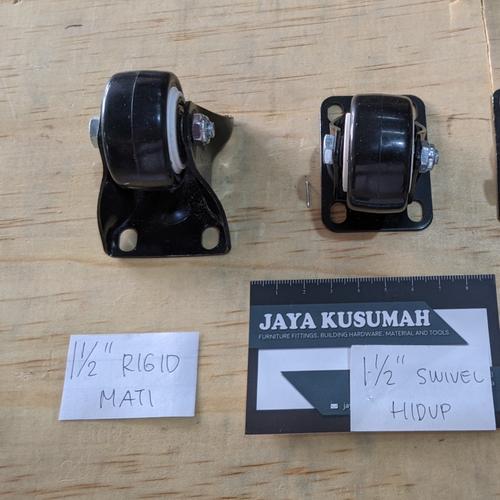 Jual Roda Caster 11/2 inch Hitam PU / Roda Lemari Castor 1.5" RIGID ...
