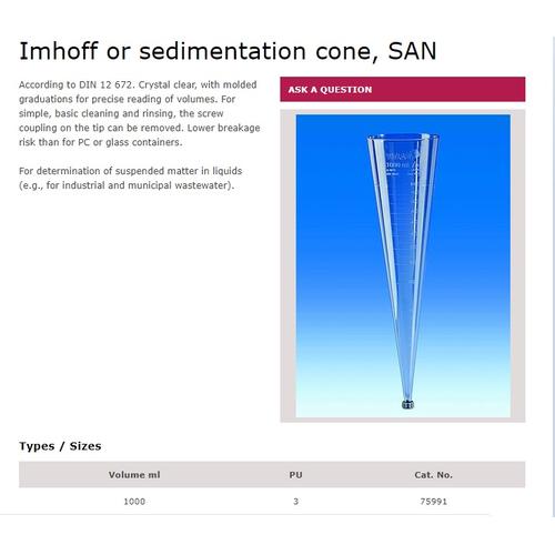 Jual Tabung IMHOFF Sedimentation Cone SAN Vitlab - Kota Bekasi - PELITA DWI ASA - PDA | Tokopedia