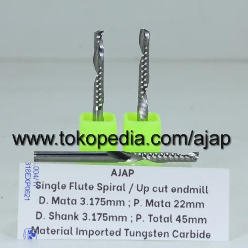 Jual SINGLE FLUTE CUTTER 1F 3.175mm x 22mm mata router CNC bit PVC ...