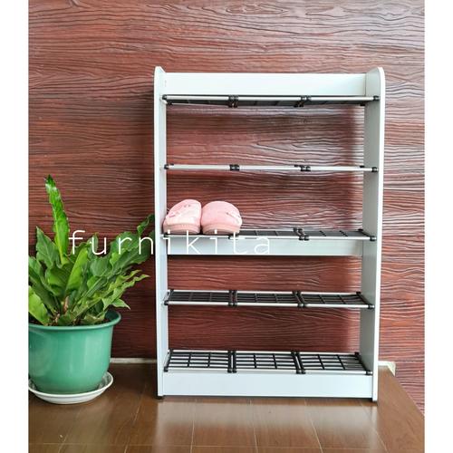 Jual RAK SEPATU KAYU MINIMALIS 5 SUSUN UNTUK 15 PASANG - SSN 4 WHITE ...