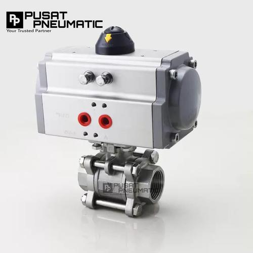 Jual Ball Valve 3pc Body ss 1" + Actuator Pneumatic Double Acting ...