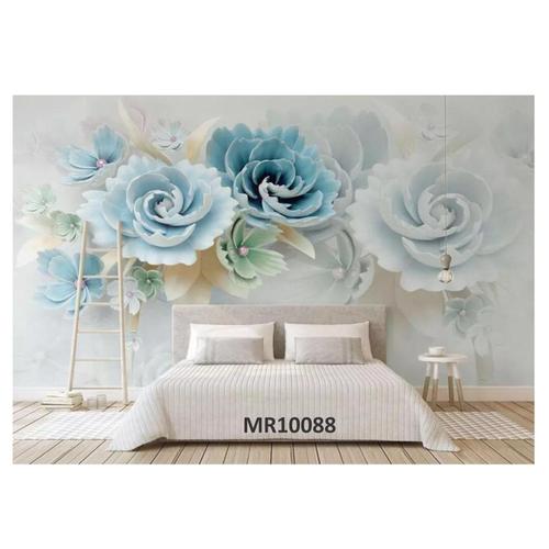 Jual PHOTOWALL MURAL DINDING 3D WALLPAPER MURAL MOTIF BUNGA MAWAR BLUE ...