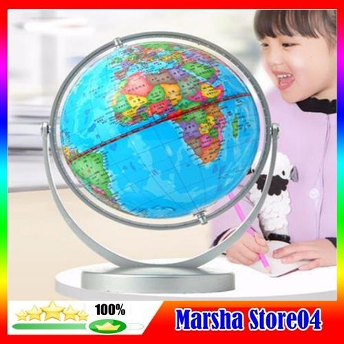 Jual World Globe Earth Atlas Map Rotating Desk Stand Geography - GOLD ...