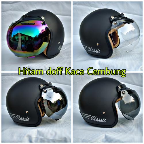 Jual Helm Retro Classic Hitam doff untuk dewasa - Cembung Smoke ...