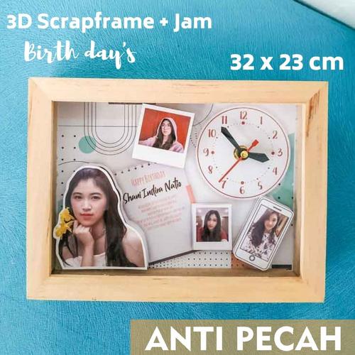 Jual Frame Foto 3D Scrapframe + Jam Kayu ANTI PECAH - Kab. Bantul ...