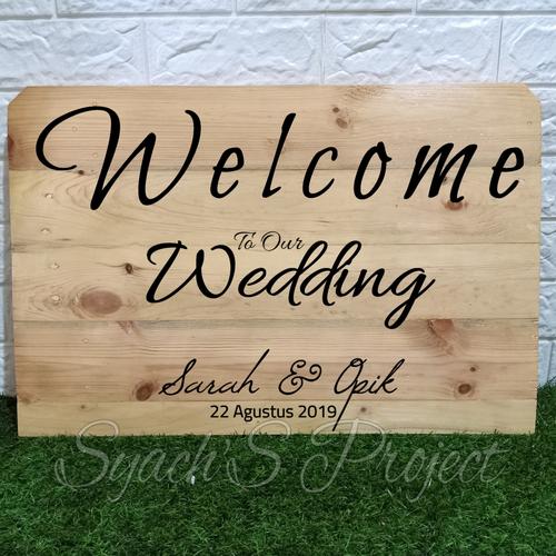 Jual Papan kayu jati belanda Welcome sign 36x60cm dekor rustic dekorasi ...