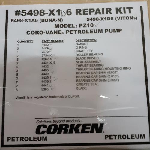 Jual Sparepart Corken Repair Kit Pompa PZ10 pump 5498-X1D6 Viton ...