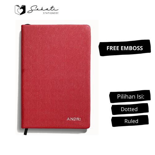Jual SHT Leather Journal - Prada (Free Emboss) Notebook - Merah, dotted ...