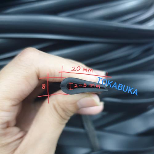 Jual Karet lis U lebar 20 mm / 2 cm, untuk plat kaca panel tebal 2 - 3 ...