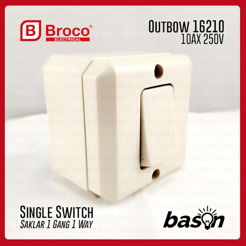 Promo BROCO 16210 New Gee Single Switch Outbow 10AX 250V Cream - 1 Gang ...