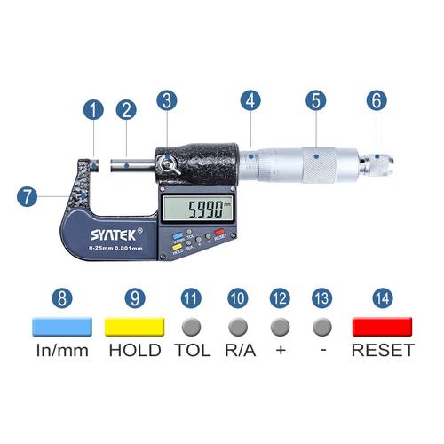 Jual Digital Micrometer 0.001mm 0-25mm Syntek Micro Meter 0.001 mm ...