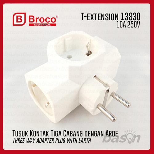 Promo BROCO 13830 STD 3-Way Adapter Plug 10A 250V White - Steker T Arde ...