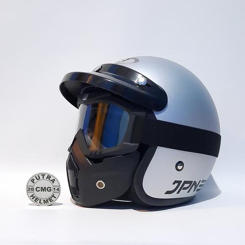 Jual PAKET HELM BOGO JPN ARC RETRO SILVER DOFF GOOGLE MASK - google ...
