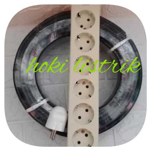 Jual kabel extension 50 m hitam 1 2 3 4 5 6 Lubang / kabel rol 2x0,75 ...