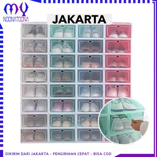 Promo Kotak Sepatu Transparan Susun Model Laci Shoes Box Bahan Plastik ...