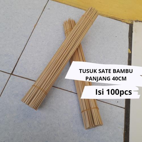 Jual Tusuk sate bambu panjang 40cm isi 100pcs / Tusuk kentang spiral ...