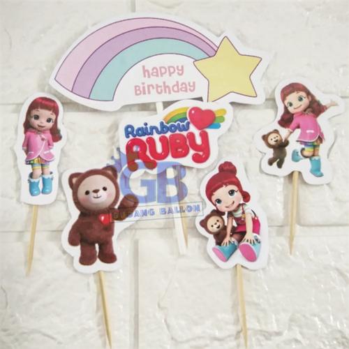 Jual Topper Cup Cake Rainbow Ruby/ Topper Cake Hiasan/Topper Happy ...