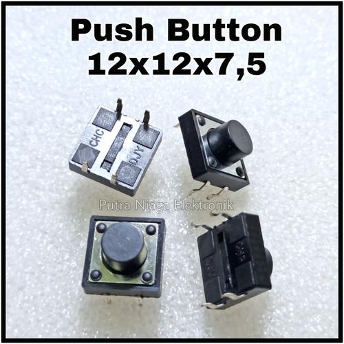 Jual Push Button 12x12x7,5 / Tombol Push On PCB 4pin tinggi 7,5mm ...