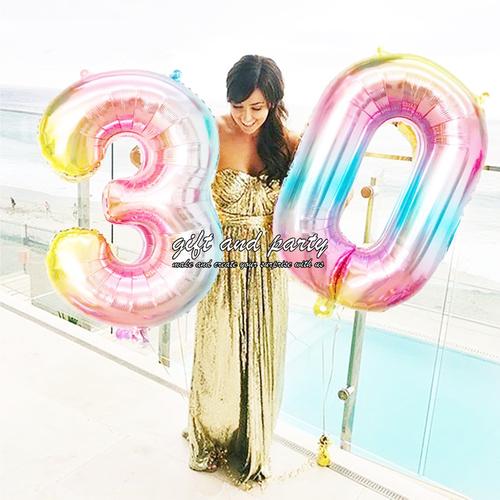 Jual Balon Angka Rainbow JUMBO 80 cm / Balon foil angka / Balon angka ...