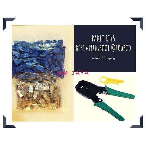 Jual Paket 50pcs RJ45 Besi&Plugboot (biru/abu-abu) dan 1 Pcs Tang ...