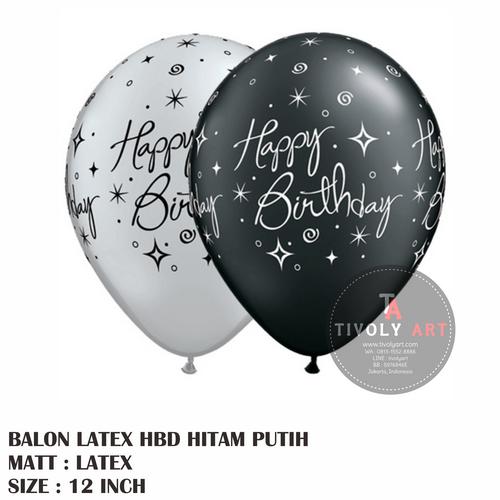 Jual Balon Latex HBD Hitam Putih / Balon Latex Happy Birthday / Balon ...