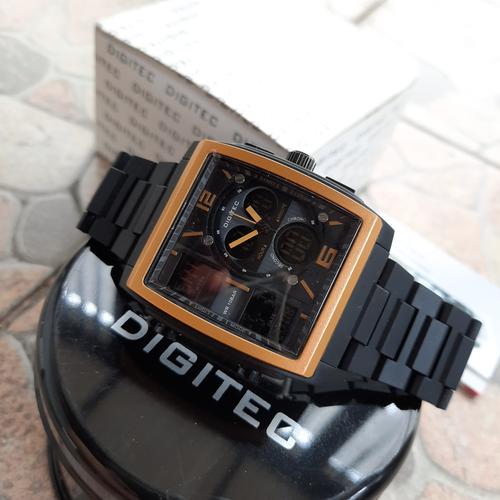 Jual Digitec jam tangan pria kotak hitam kombi gold double time tahan ...