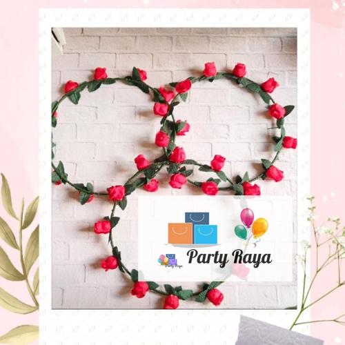 Jual Bando bunga / mahkota flower crown merah/ bando lingkar - Jakarta ...