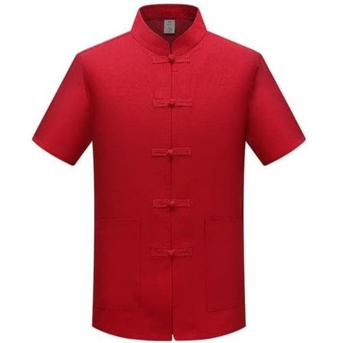 Jual baju cheongsam kemeja atasan pria putih polos size M-XL - Jakarta ...