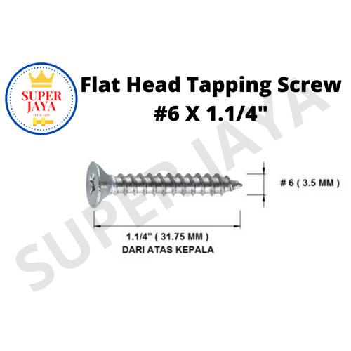 Jual Sekrup kayu skrup tapping screw FH 6 x 1.1/4" - 10 PCS - Jakarta ...