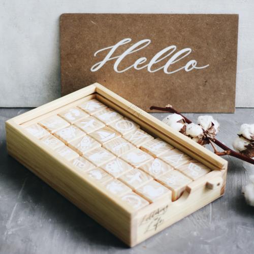 Jual WHITE Alphabet and Number Wooden Blocks - Balok Angka Susun ...