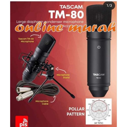 Jual Tascam TM80 TM 80 TM-80 Mic Condenser Pro Shockmount Kabel Stand ...