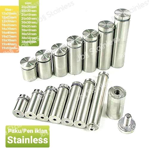 Jual PEN/PAKU IKLAN 12×100MM STAINLESS - BAUT PENJEPIT KACA & ALKRILIK ...