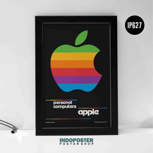 Jual POSTER HIASAN DINDING CLASSIC APPLE LOGO - RAINBOW PC A4 30X20CM ...