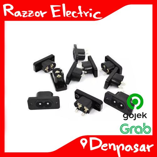 Jual Socket AC Power 2 Pin Bulat C8 Mount Plug Soket Terminal 250V-2.5A ...