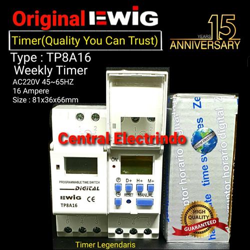 Jual WEEKLY DIGITAL TIMER TP8A-16 220VAc. 1min-168 hours. - Kota ...