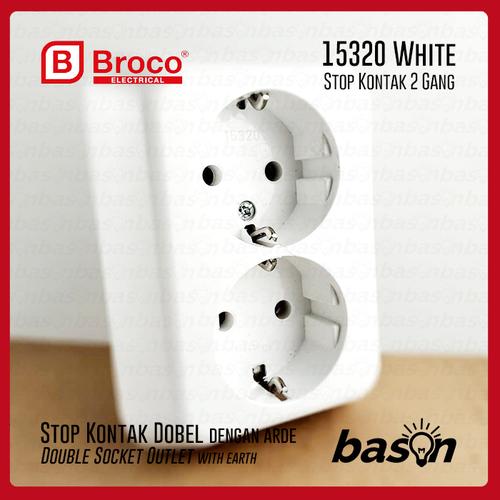 Promo BROCO Gracio 1532055 Double Socket Outlet 16A 250V White | Stop ...