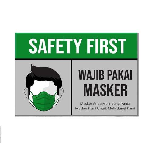 Jual STICKER SAFETY FIRST WAJIB PAKAI MASKER 20X30CM rambu k3 stiker ...