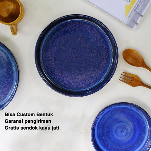 Jual Piring Keramik Warna Biru/ Piring Keramik/ Piring Keramik Handmade ...